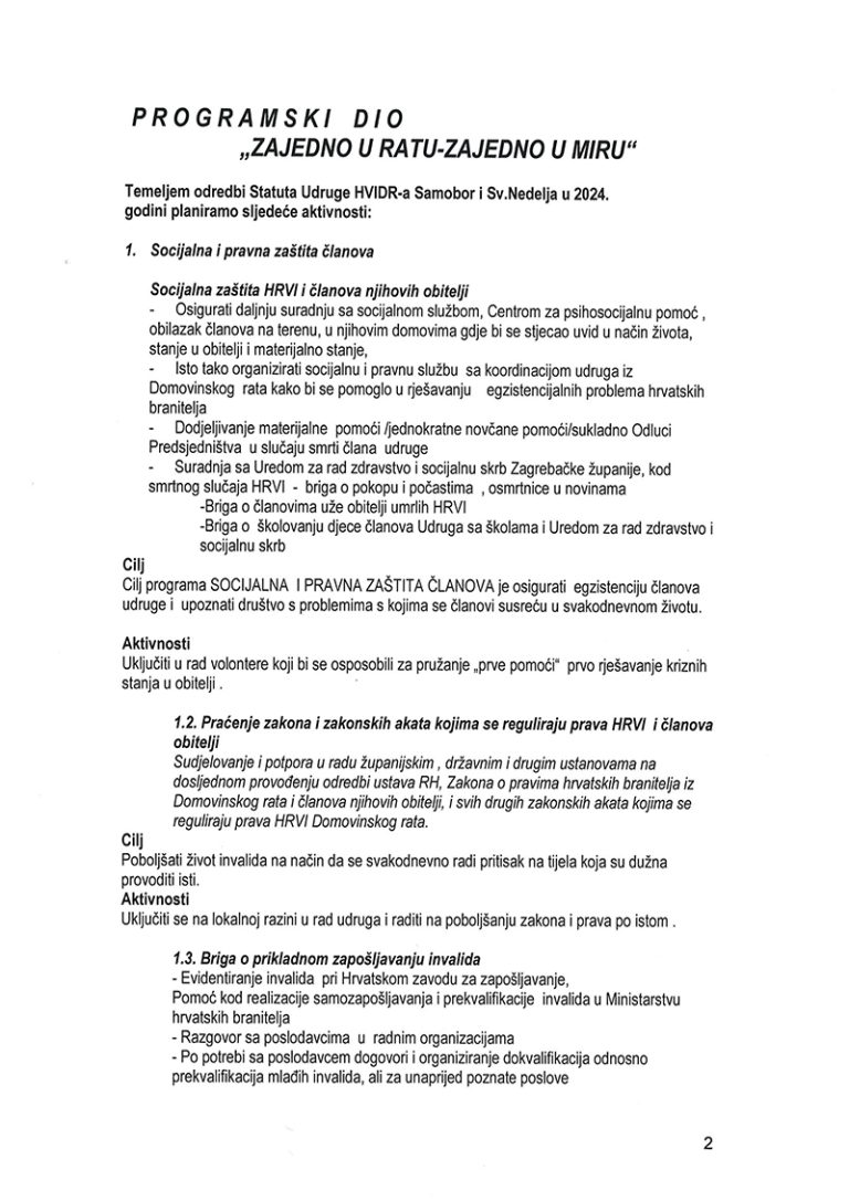 Plan i program rada za 2024. godinu – HVIDR-a Samobor i Sv. Nedelja